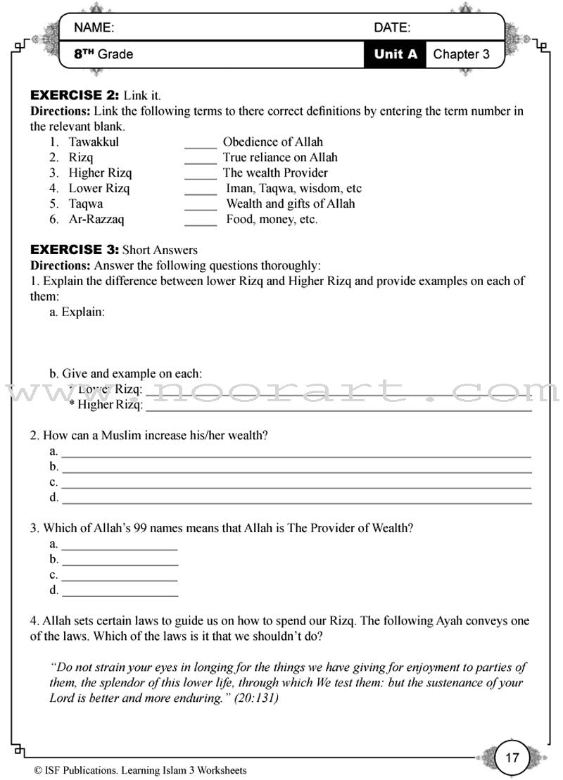 Learning Islam Worksheets: Level 3 (8th Grade): Jamilah Mabruk, Rula ...